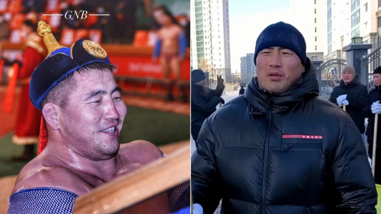 Улсын арслан Ц Содномдорж тэргүүтэй Хөвсгөлийн бөхчүүд автобусны буудлын цас цэвэрлэв